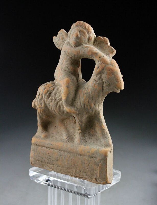 Ancient art Intact and attractive Roman terracotta figurine of Eros on ...