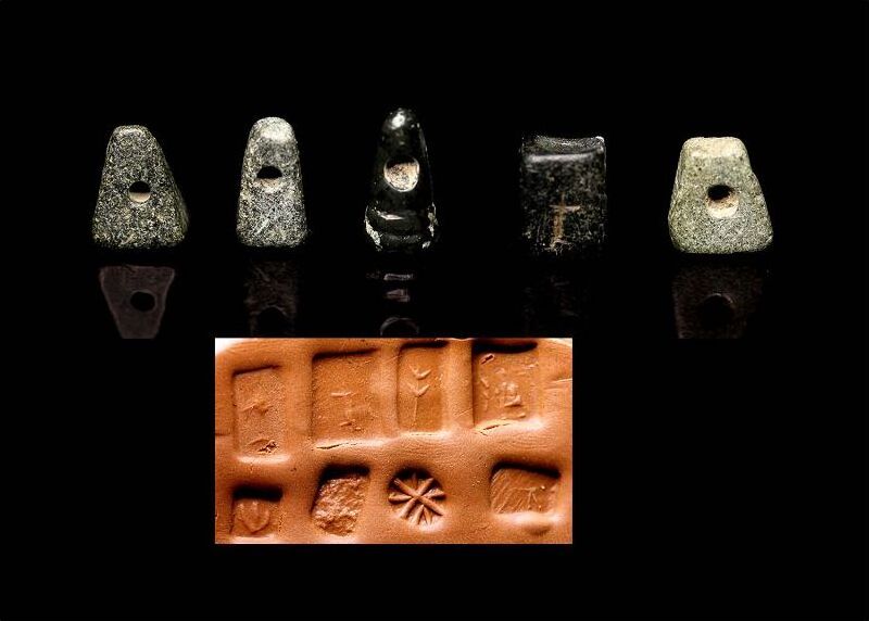 Ancient art Lot of 5 stone stamp seals, Neo-Hittite & Neo-Assyrian, 1st ...
