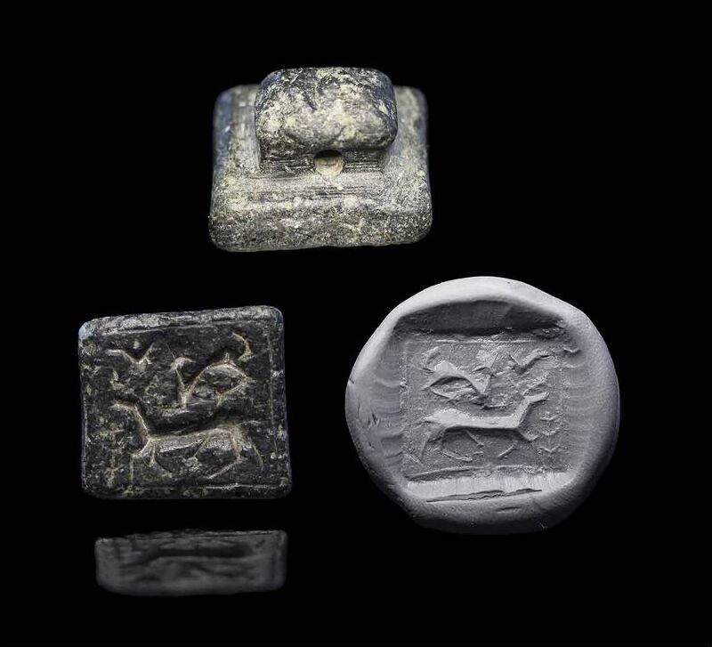 Ancient art Large Neo-Hittite serpentine stone Stamp Seal w handle ...