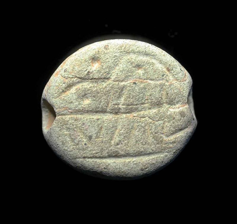Ancient art Massive oval gable seal in green stone, Mesopotamia 4th ...