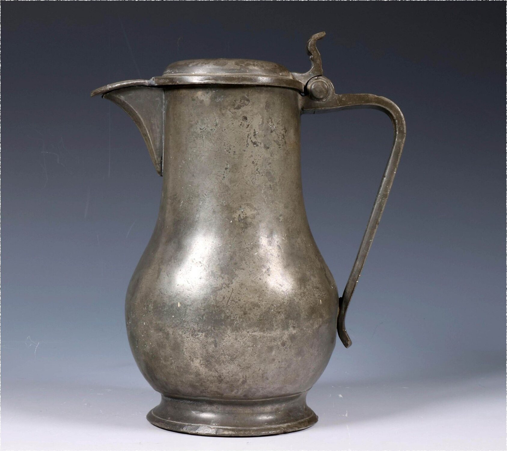 Medieval & later artifacts Finely patinated larger Dutch pewter wine ...