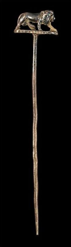 Ancient art Roman silver dress-pin with ithyphallic lion, 1st.-3rd ...