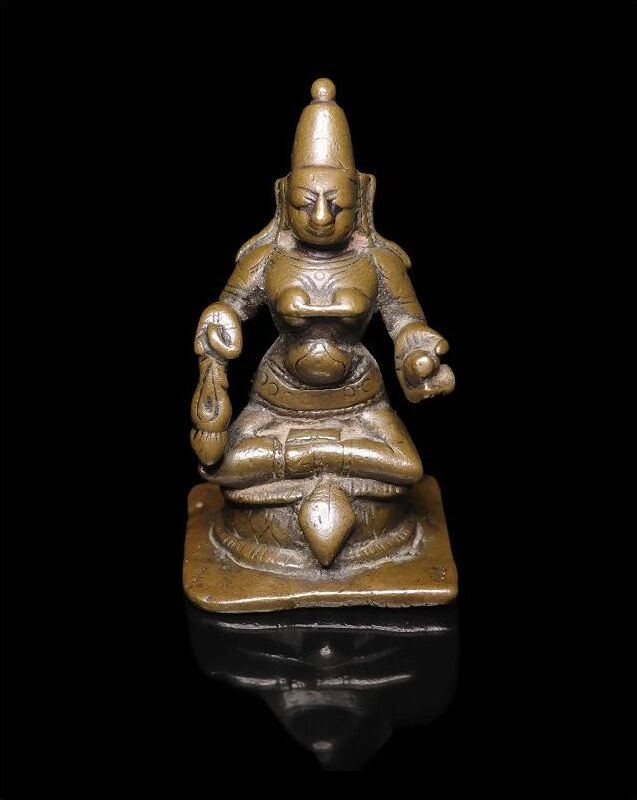 Asian art Early South Indian massive cast bronze figure of female deity ...