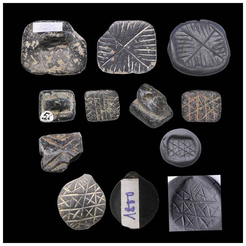 Ancient art Lot of 5 fine neolithic stone stamp seals, Mesopotamia ...