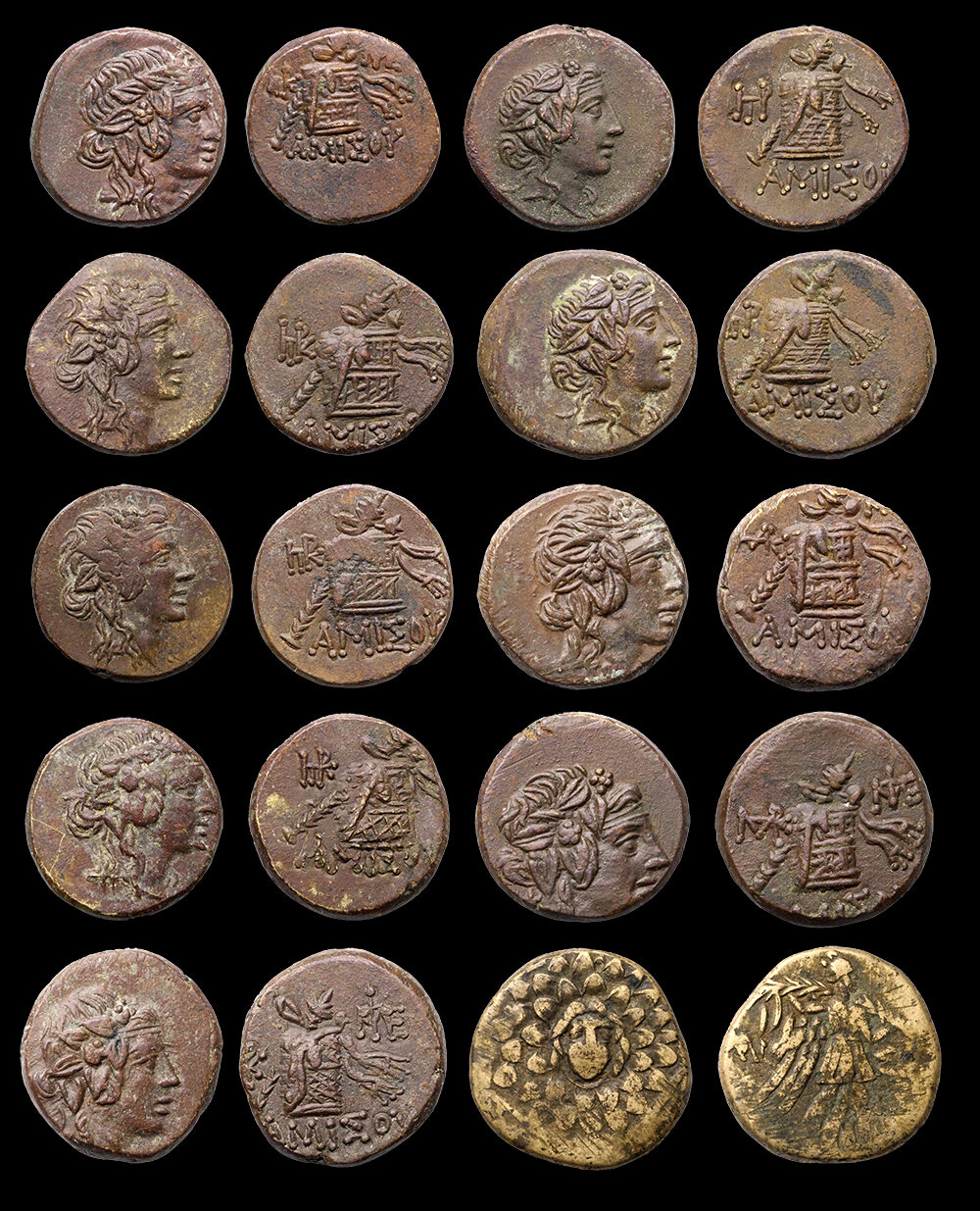 Ancient coins Greek coins: Dealers lot of 10 bronze coins from Pontos ...