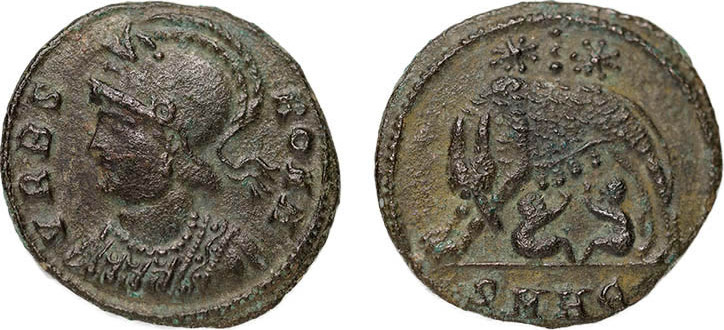 Ancient coins Roman Imperial Constantine I Urbs Roma type w Romulus ...