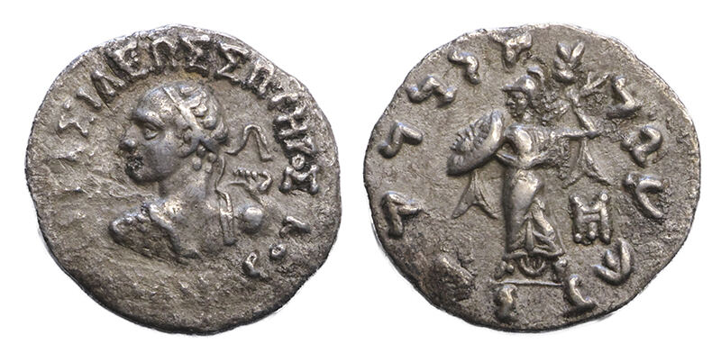 Ancient coins Greek coins: Bactrian kings, Nice silver drachm of ...