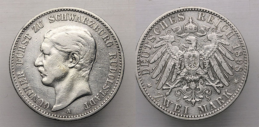 Modern coins German Empire: Schwarzburg-Rudolstadt 2 Mark 1898 A ...