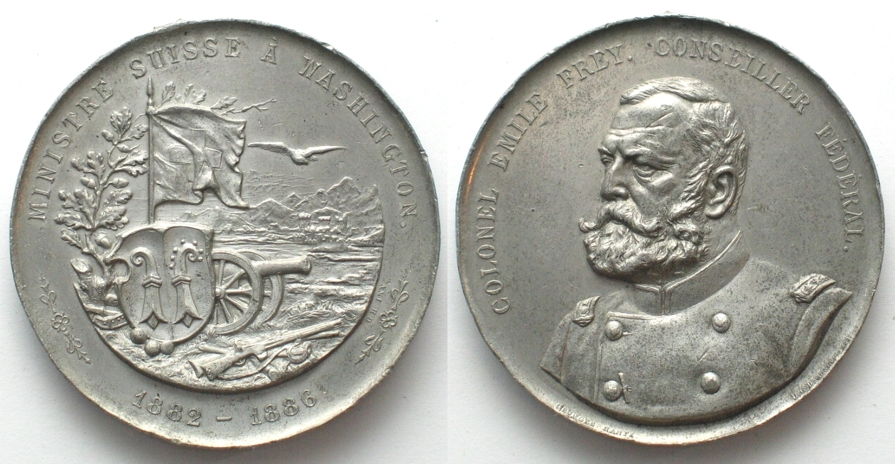Schweiz - Medaillen EMILE FREY BOTSCHAFTER IN WASHINGTON Medaille 1886 ...