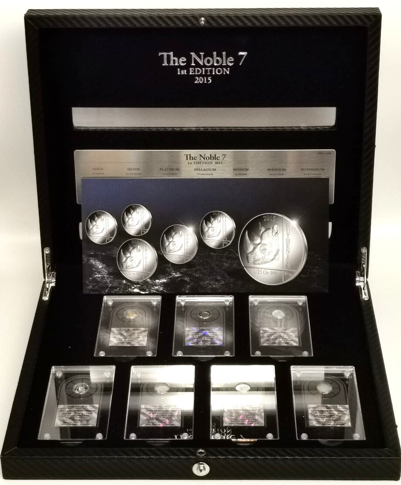 THE NOBLE 7 1ST EDITION 2015 - RUANDA 7 x 10 Francs NASHORN versch ...