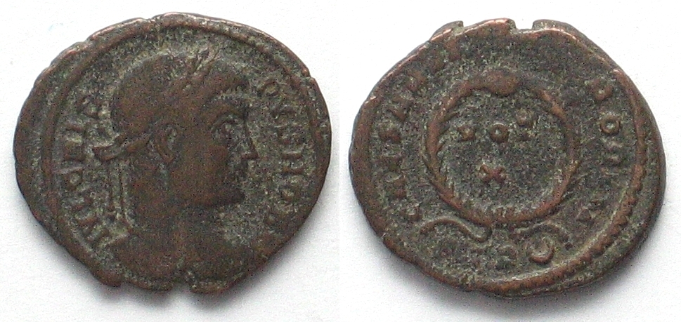 Roman Imperial CRISPUS (317-326 AD). AE Follis, STR Crescent, Trier ...