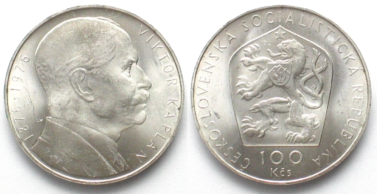 TSCHECHOSLOWAKEI 100 Korun 1976 VIKTOR KAPLAN Silber unz | MA-Shops