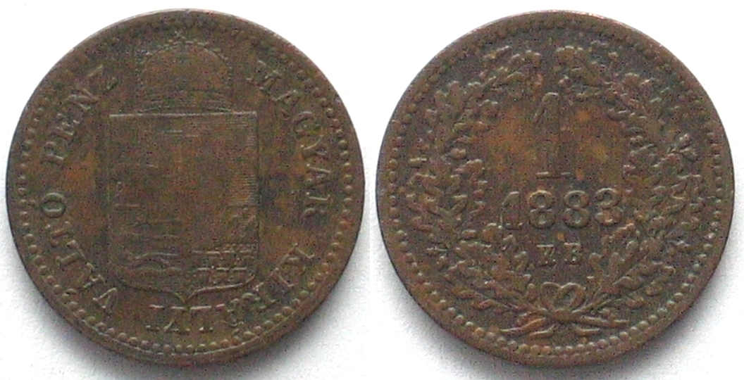 Haus Habsburg UNGARN 1 Kreuzer 1883 KB FRANZ JOSEPH I. Kupfer SELTENES ...