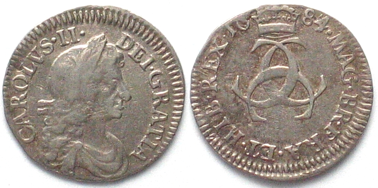 England GROSSBRITANNIEN 3 Pence 1684/3 KARL II. Silber ERHALTUNG! f.vz ...