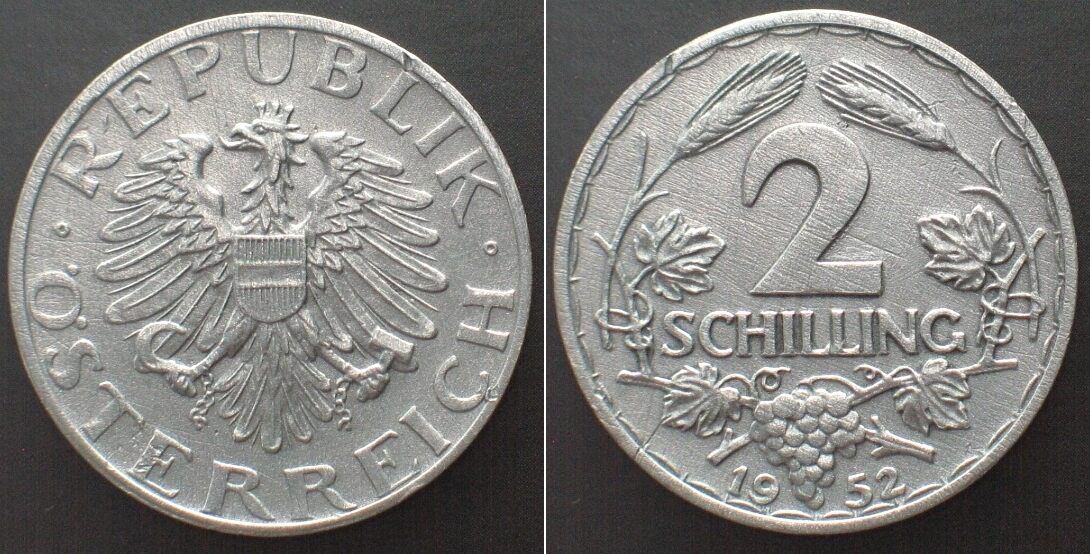 ÖSTERREICH. 2 Schilling 1952, Alu, RAR! vz | MA-Shops