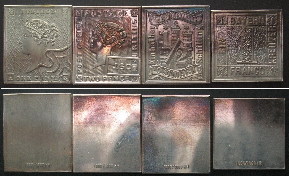Ingots / Barren Germany. FAMOUS WORLD STAMPS IN SILVER. 4 silver bars ...