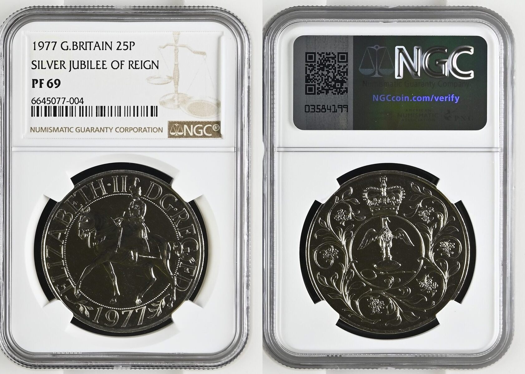 G.BRITAIN 25P ENGLAND 25 Pence 1977 SILVER JUBILEE ELIZABETH II. Ku-Ni ...
