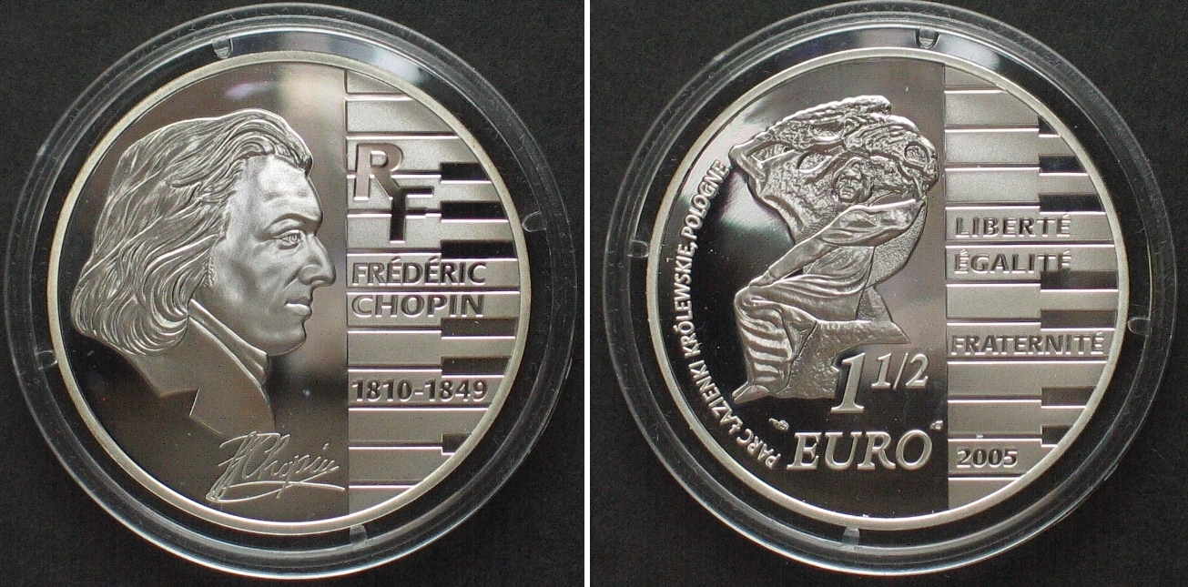FRANKREICH 1 1/2 Euro 2005 FREDERIC CHOPIN Silber, SELTEN! PP | MA-Shops