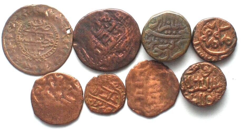 Bulk of 8 unattributed Islamic coins: India, Turkey, Medieval s-ss | MA ...