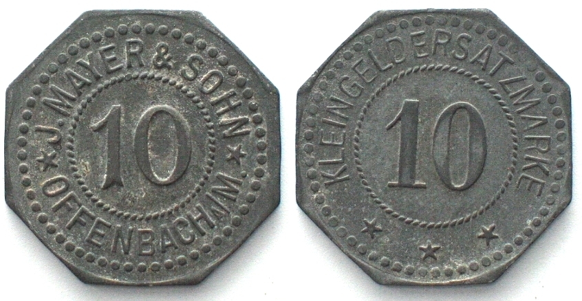 Deutschland - Marken und Zeichen 1918-1921 OFFENBACH AM MAIN 10 Pfennig ...
