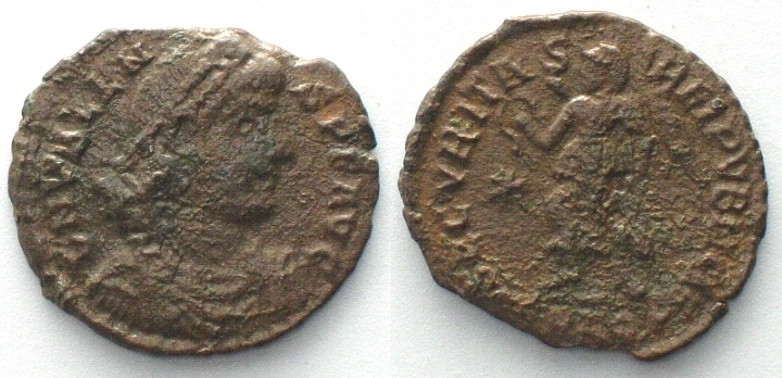 Roman Imperial VALENS (364-378 AD). AE Nummus, SECVRITAS REIPVBLICAE ss ...