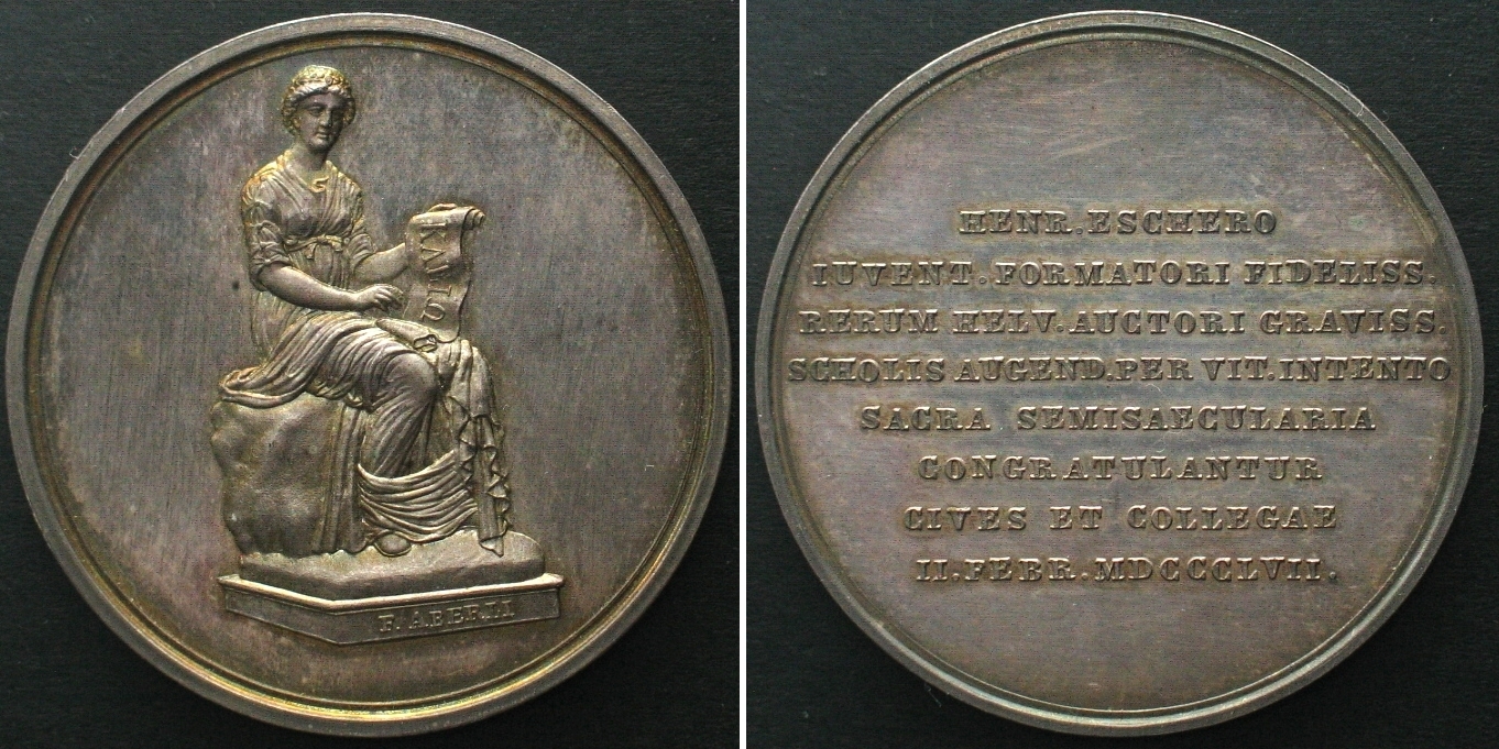 Schweiz - Medaillen RRR! HEINRICH ESCHER. Auf sein 50. Amtsjubiläum ...