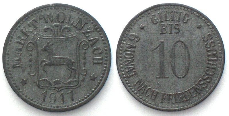 WOLNZACH (Bayern) 10 Pfennig 1917 Zink vz+ | MA-Shops