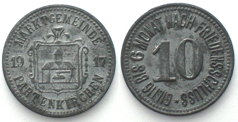 PARTENKIRCHEN (Bayern) 10 Pfennig 1917 Zink unz- | MA-Shops