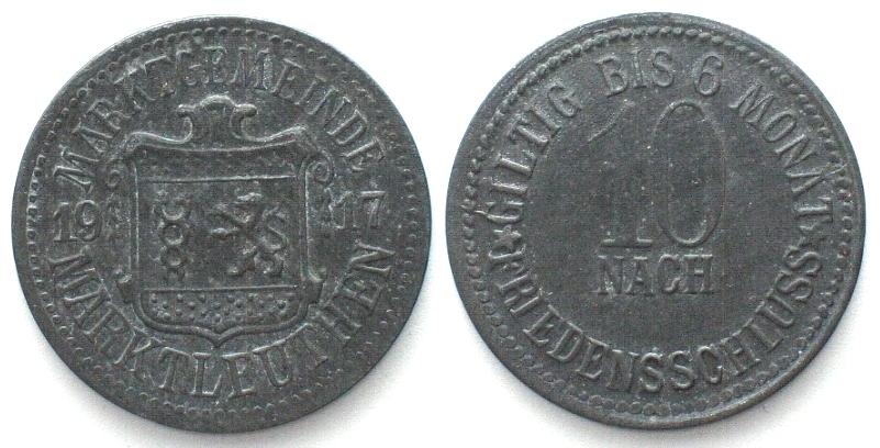 MARKTLEUTHEN (Bayern) 10 Pfennig 1917, Zink unz | MA-Shops