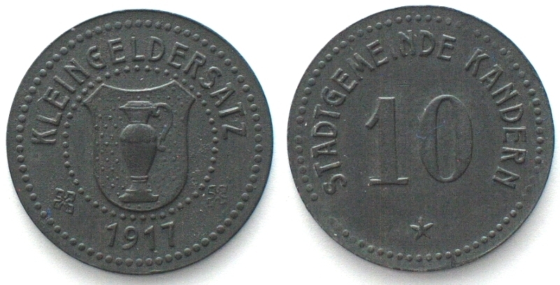 KANDERN (Baden) 10 Pfennig 1917, Zink unz- | MA-Shops