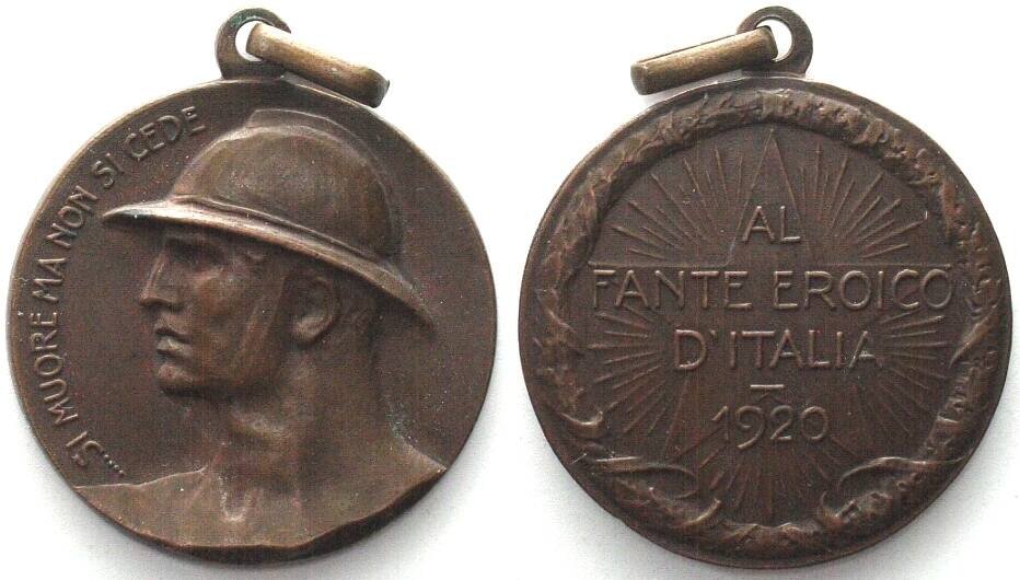 Italien - Medaillen ITALIEN Medaille AL FANTE EROICO D'ITALIA 1920 ...