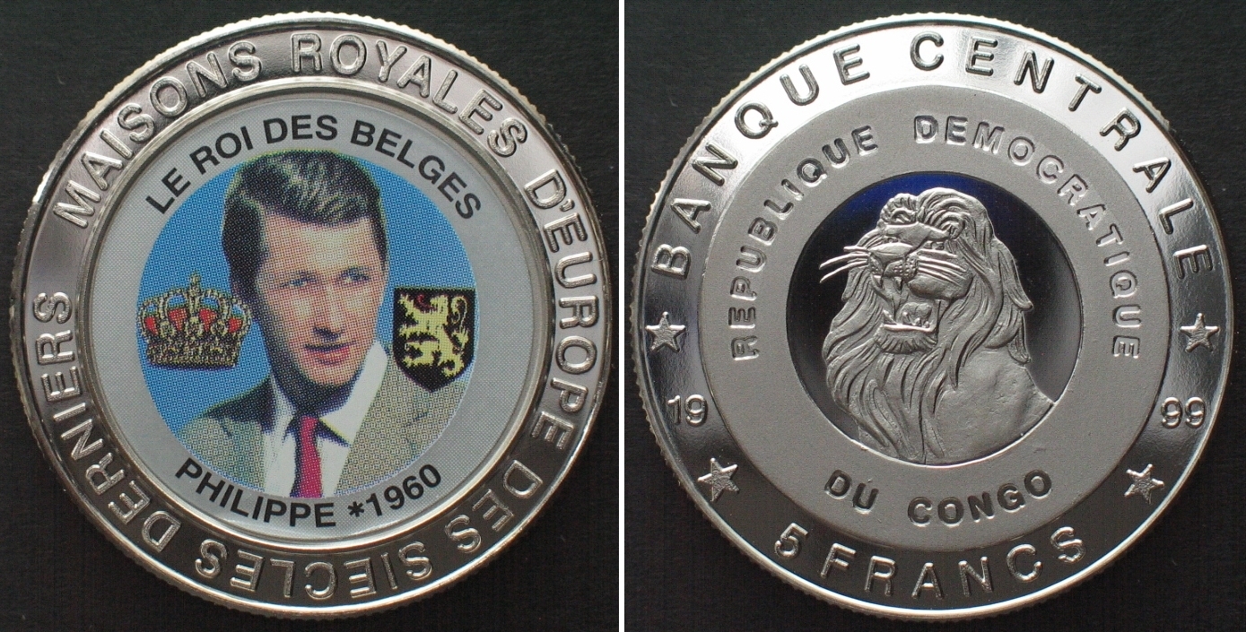Kongo - Kinshasa KONGO 5 Francs 1999 Philippe EUROP. KÖNIGSHÄUSER Ku-Ni ...