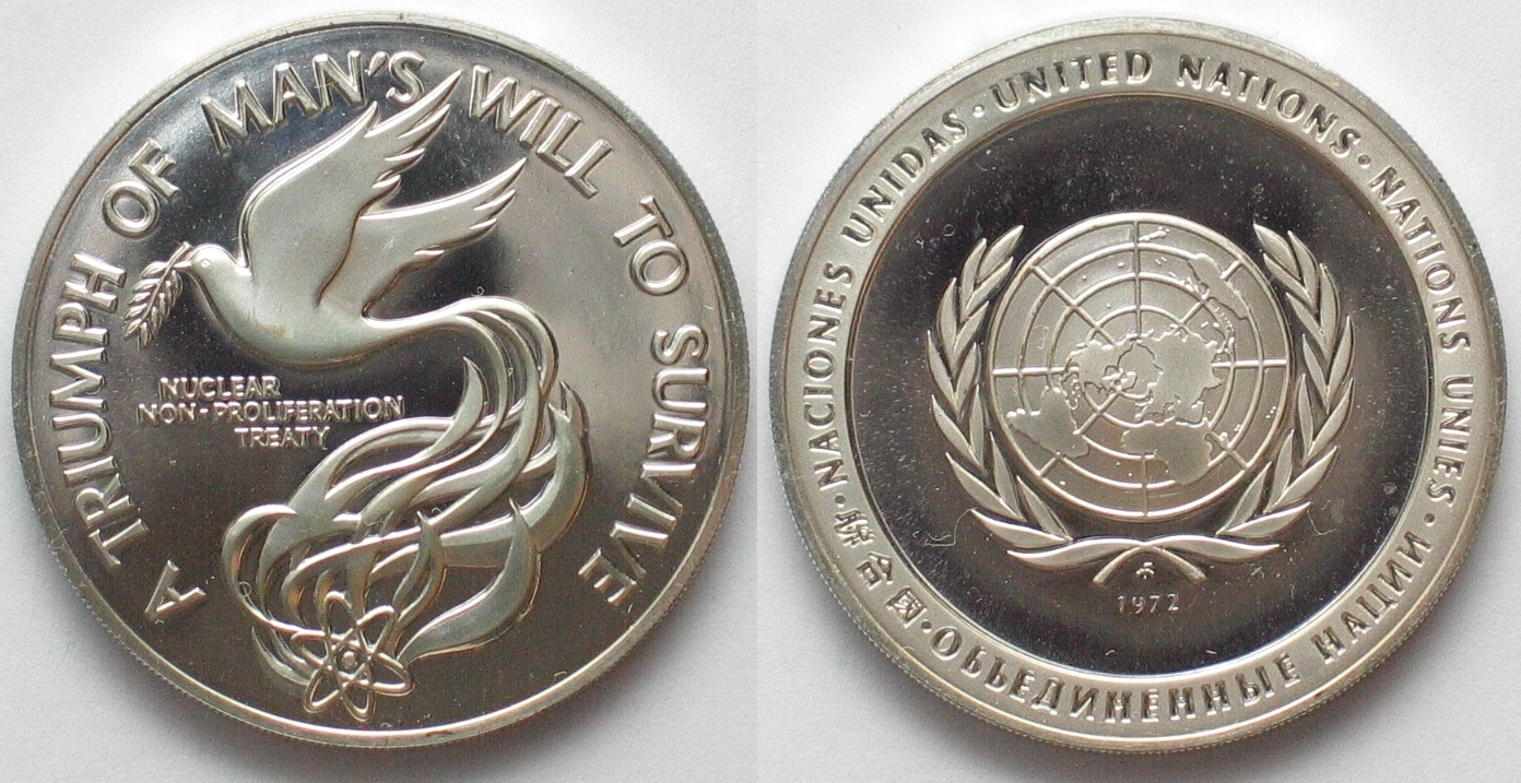UNO - Medaillen UNO. Official medal 1972, Nuclear Non-proliferation ...