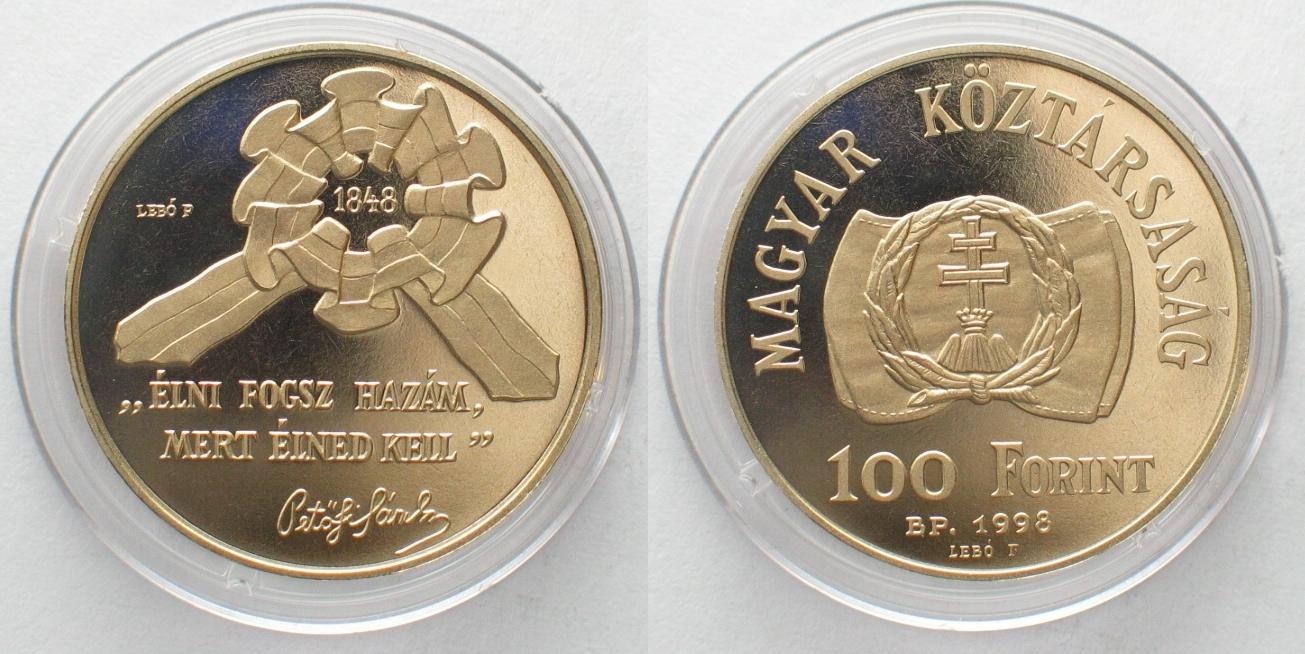 UNGARN 100 Forint 1998 REVOLUTION VON 1848 Bronze Pol. Platte PP | MA-Shops
