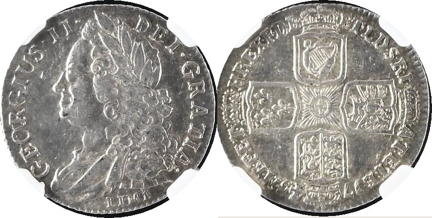 G.BRITAIN 1S GROSSBRITANNIEN Shilling 1745 LIMA, GEORGE II. Silber ...