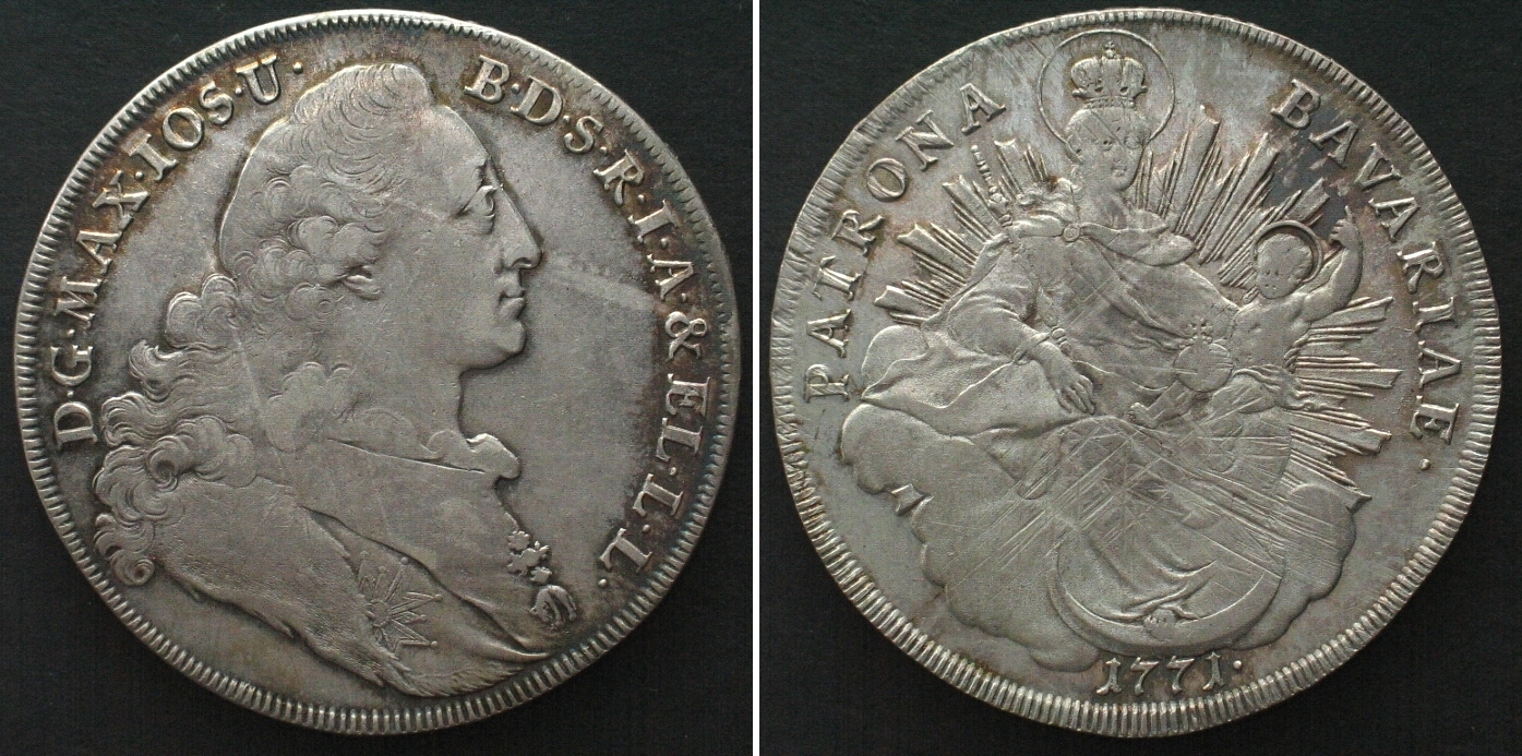 BAYERN Taler 1771, Madonnentaler, MAXIMILIAN III. JOSEPH Silber ...