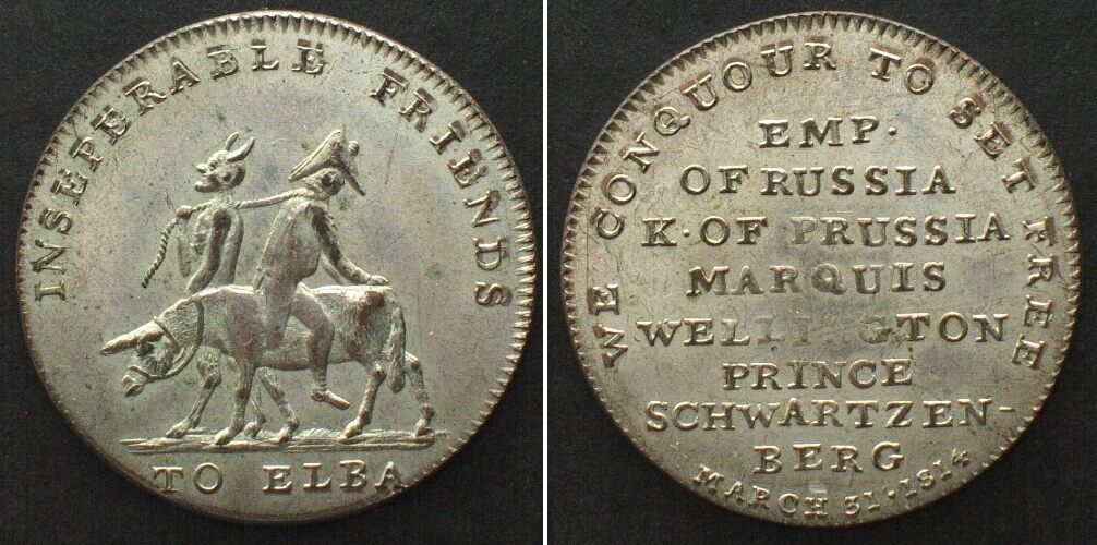 British Medals 1814 NAPOLEON I Exile on Elba Island, Satyric Medalet by ...