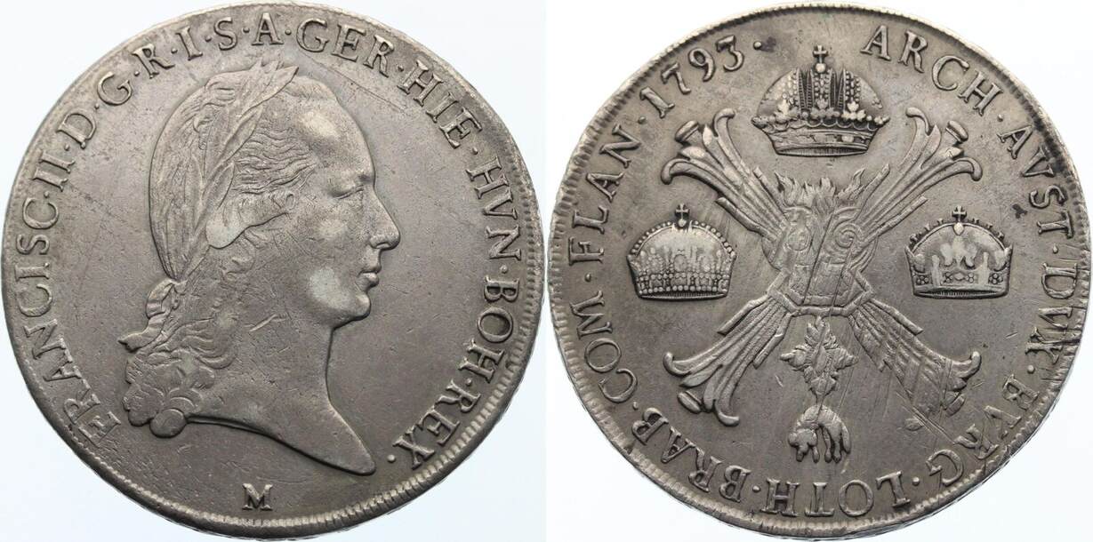 Haus Habsburg Kronentaler 1793 M Franz II.(I.) 1792-1835. Kleine Kratzer, sehr schön | MA-Shops