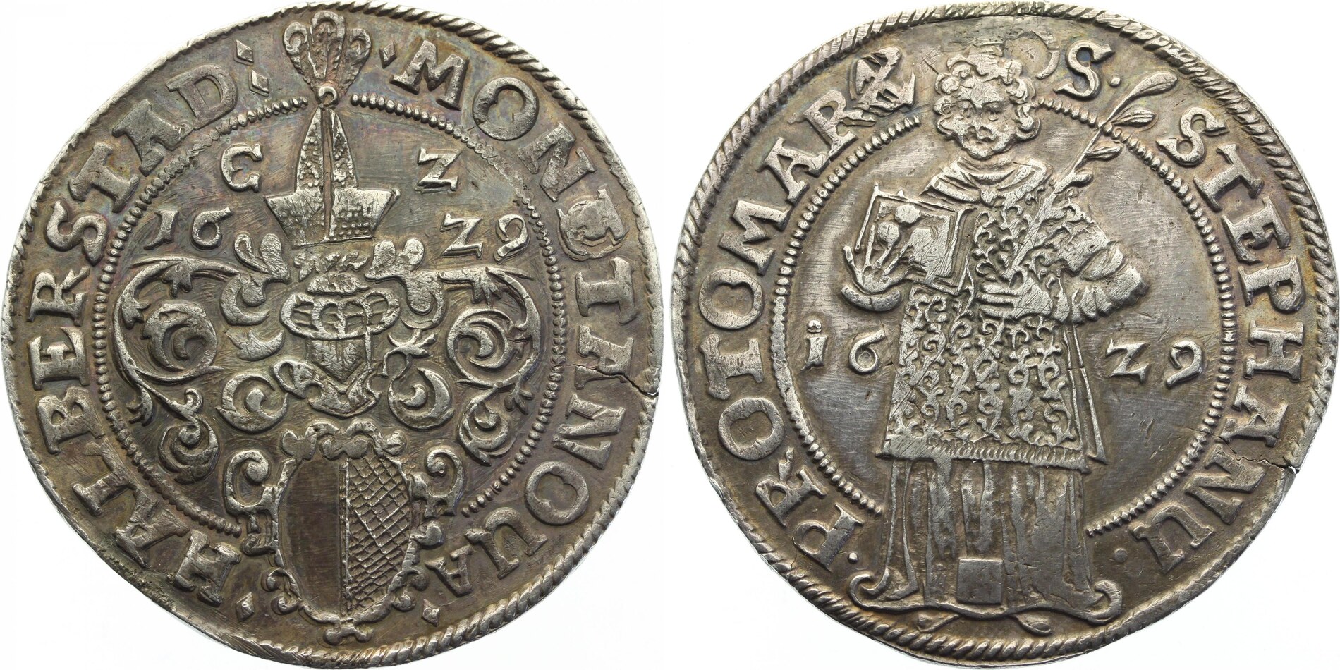 Halberstadt-Domkapitel Zwitter-Reichstaler 1629 Unikat?, Henkelspur ...