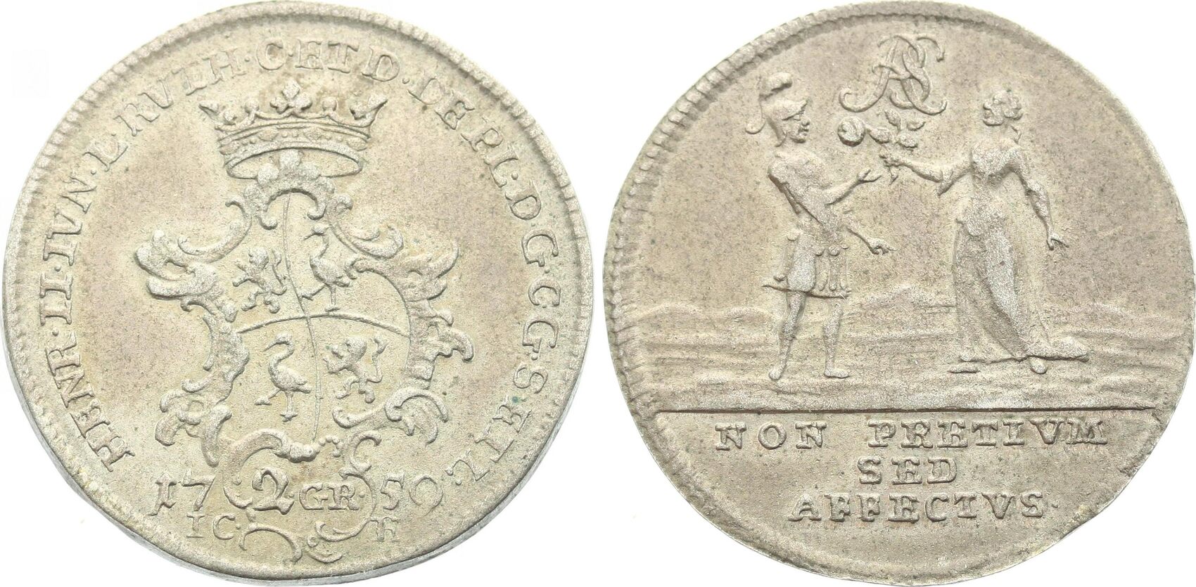 Reuss-jüngere L. zu Lobenstein 2 Groschen 1759 Heinrich II. 1739-1782 ...