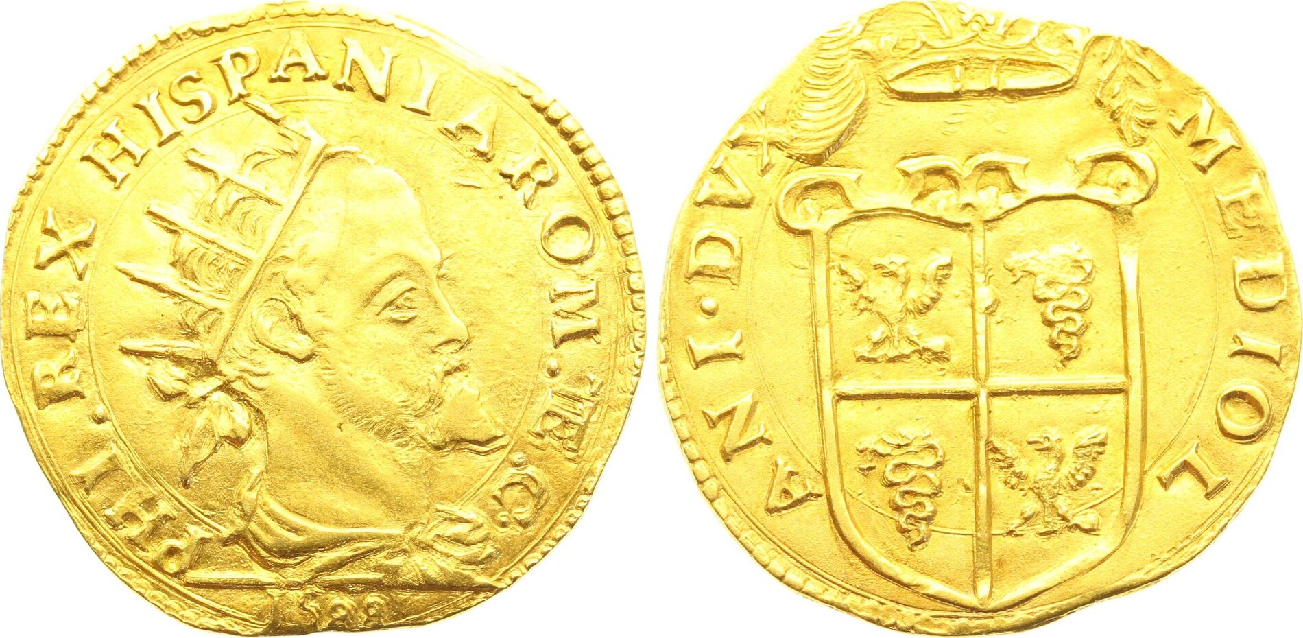 Italien-Mailand Doppia Gold 1588 Philipp II. 1554-1598. attraktives ...