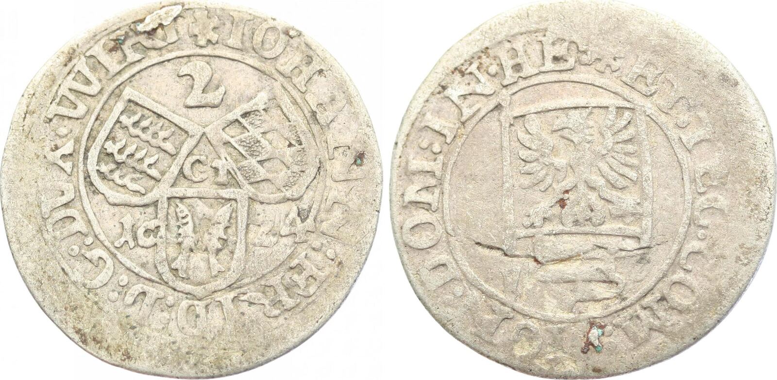Württemberg 2 Kreuzer 1624 CT Johann Friedrich 1608-1628 ...