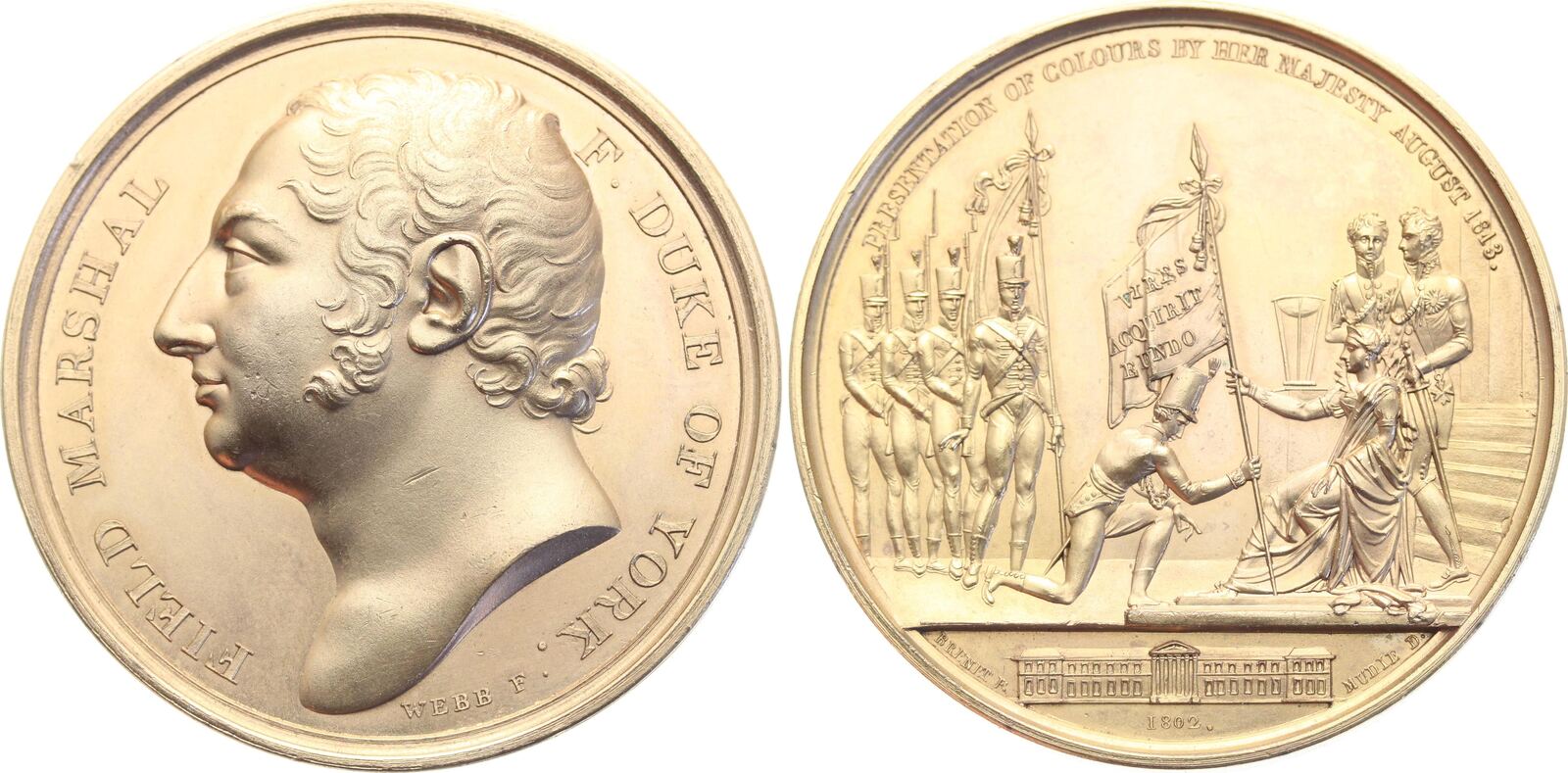 Großbritannien Vergoldete Bronzemedaille 1813 George III. 1760-1820. Vergoldet, winz. Kratzer ...