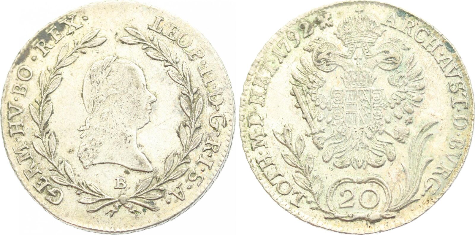 Haus Habsburg 20 Kreuzer 1792 B Leopold II. 1790-1792. Fast vorzüglich | MA-Shops