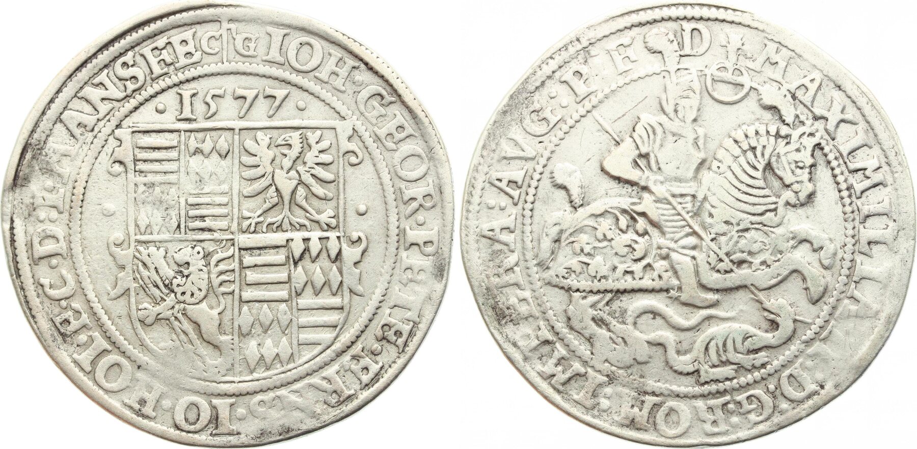 Mansfeld-vorderortische Linie zu Eisleben Taler 1577 C Johann Georg ...