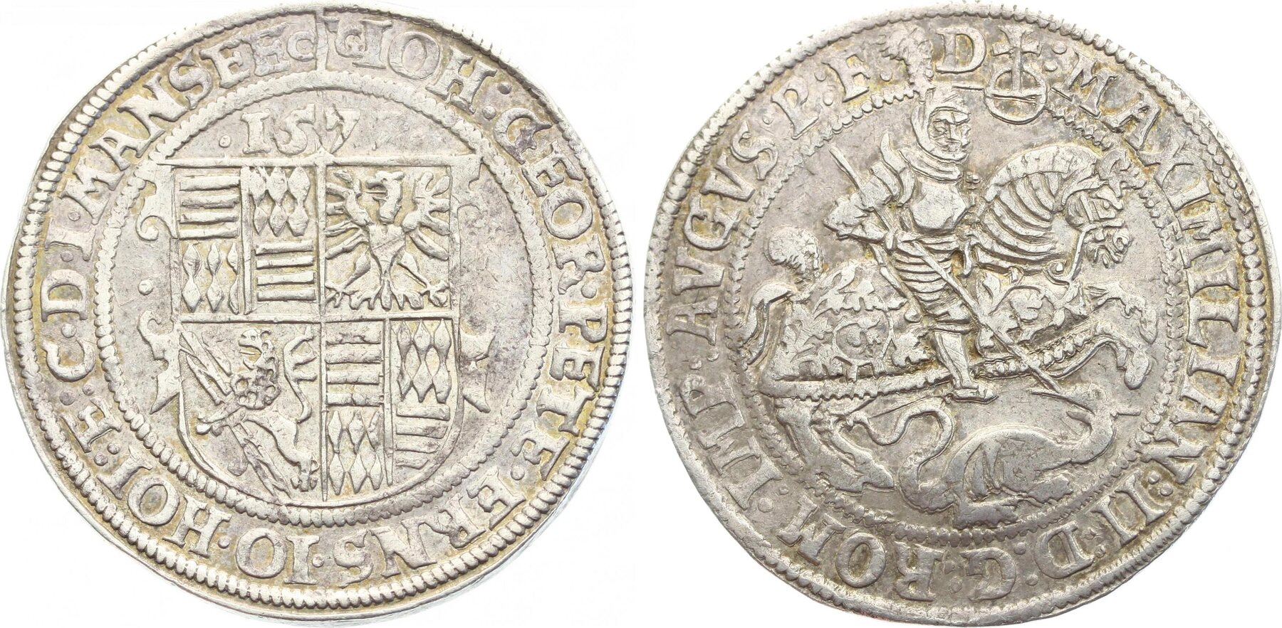 Mansfeld-vorderortische Linie zu Eisleben 1/2 Taler 1577 C Johann Georg ...