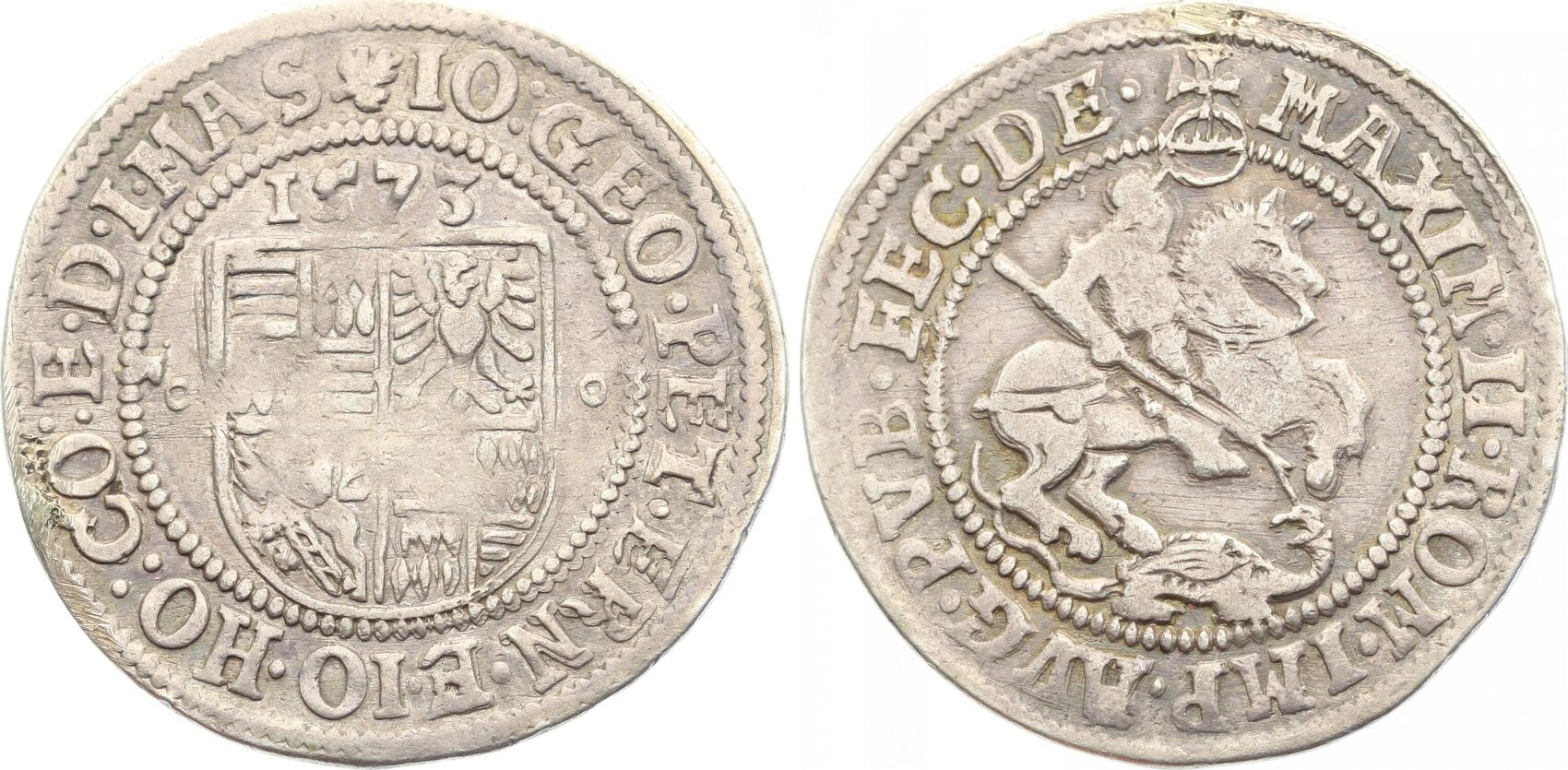 Mansfeld-vorderortische Linie zu Eisleben 1/4 Taler 1573 Johann Georg ...