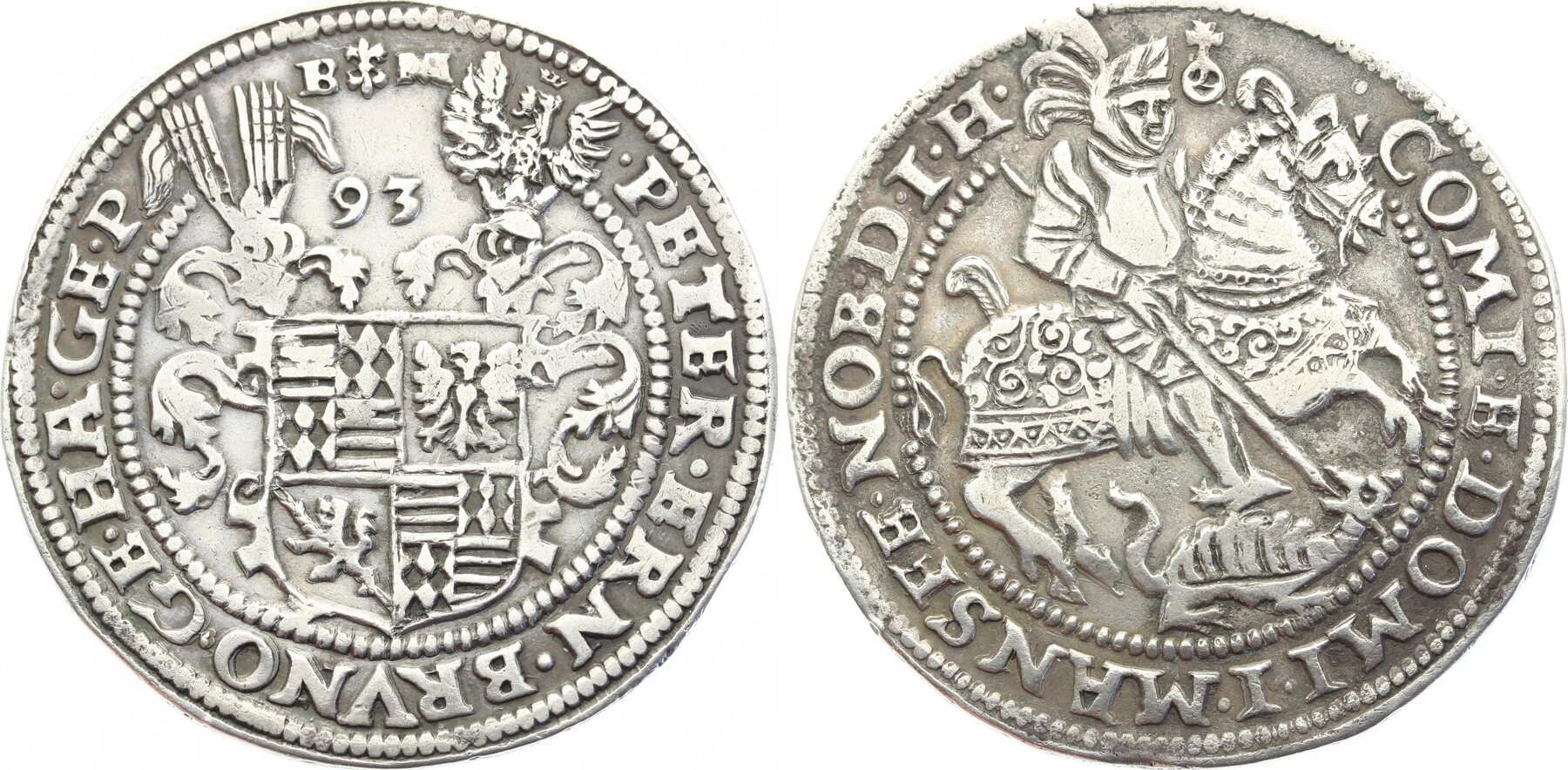 Mansfeld-vorderortische Linie zu Friedeburg Taler 1593 BM Peter Ernst i ...
