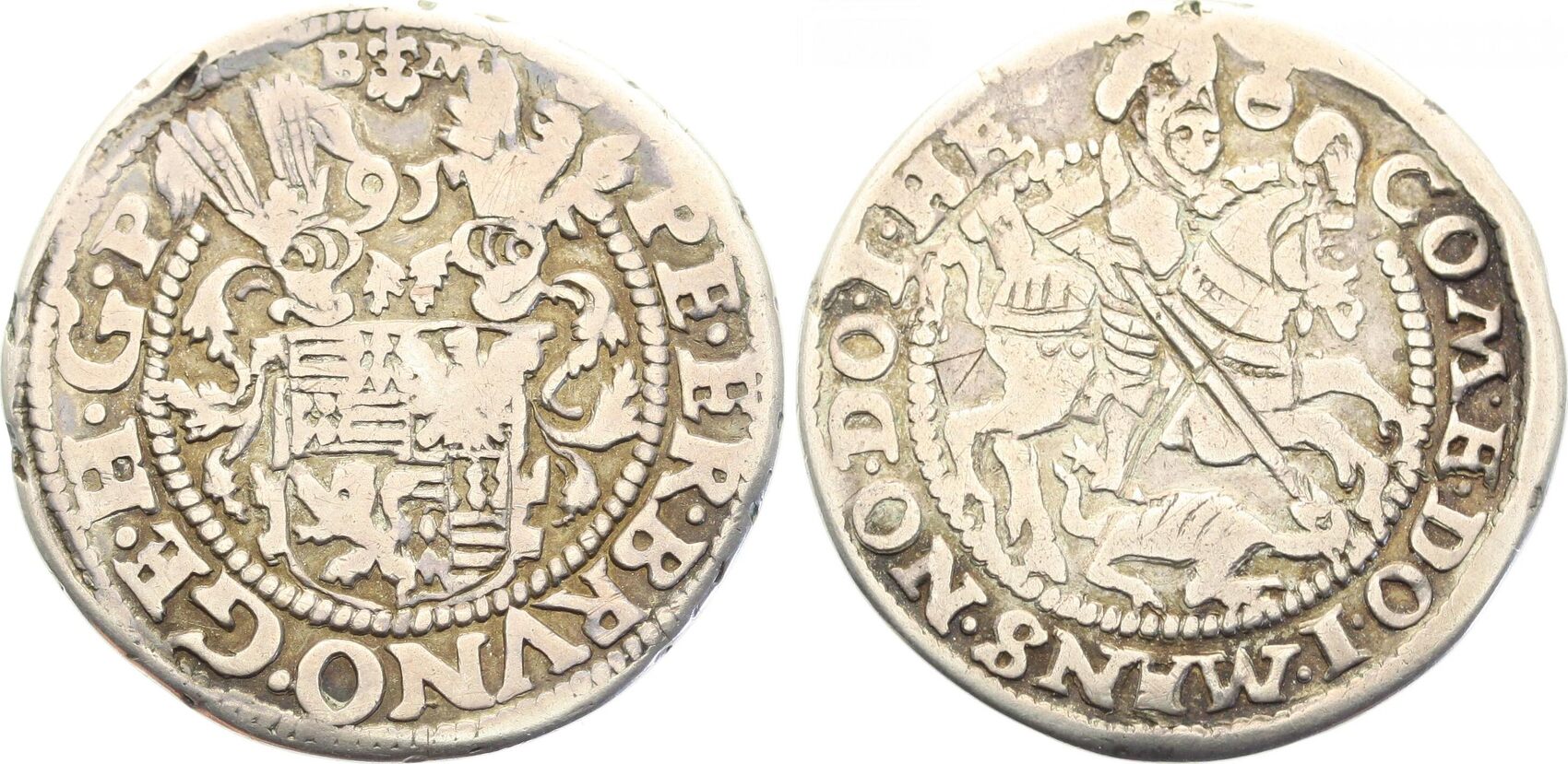 Mansfeld-vorderortische Linie zu Friedeburg 1/4 Taler 1591 BM Peter ...