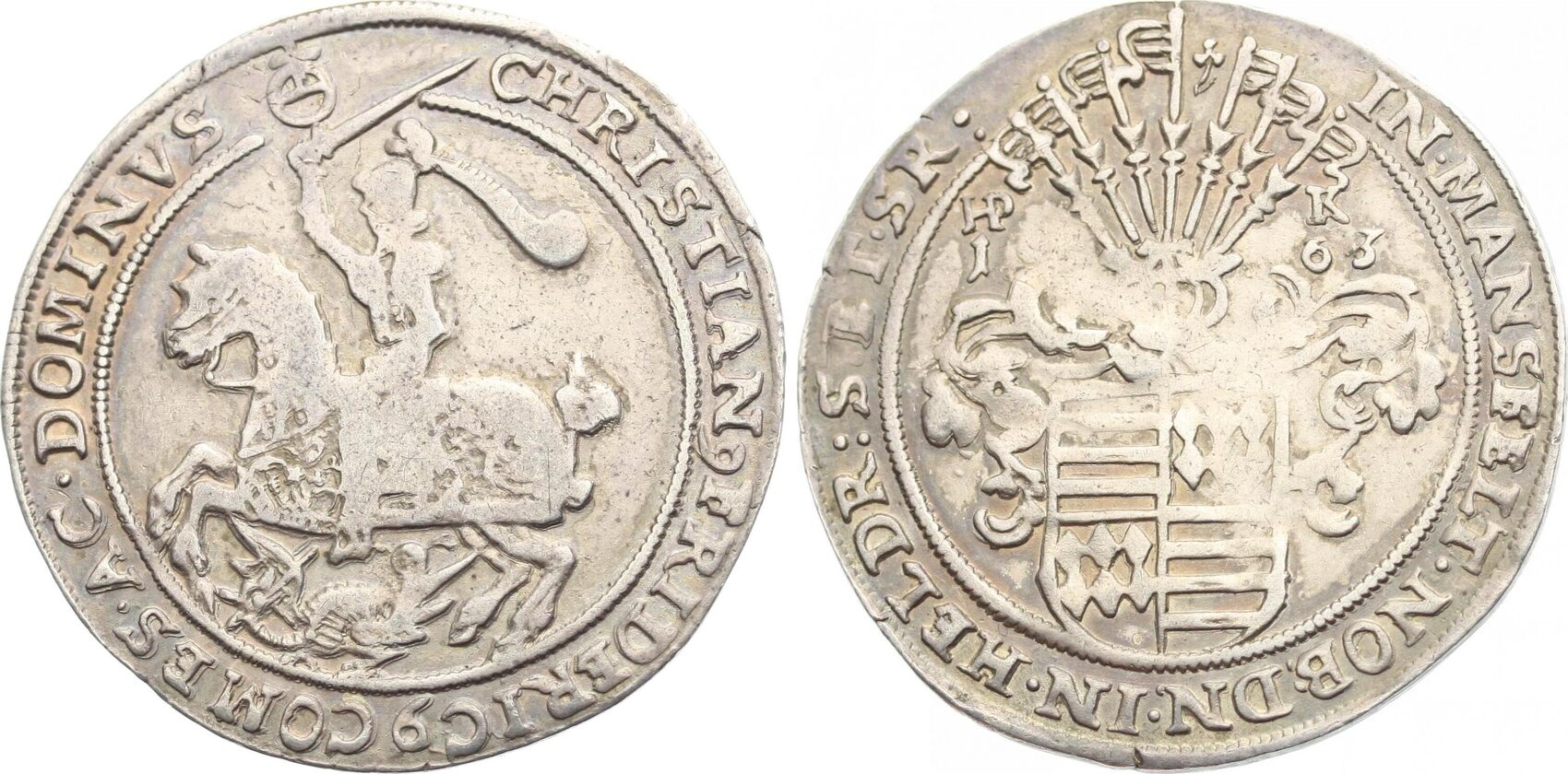 Mansfeld-eigentliche hinterortische Linie 1/4 Taler 1663 HP Christian ...